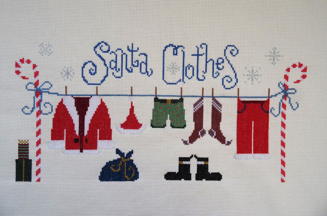 New Completed Cross Stitch SANTA CLOTHES - Etsy