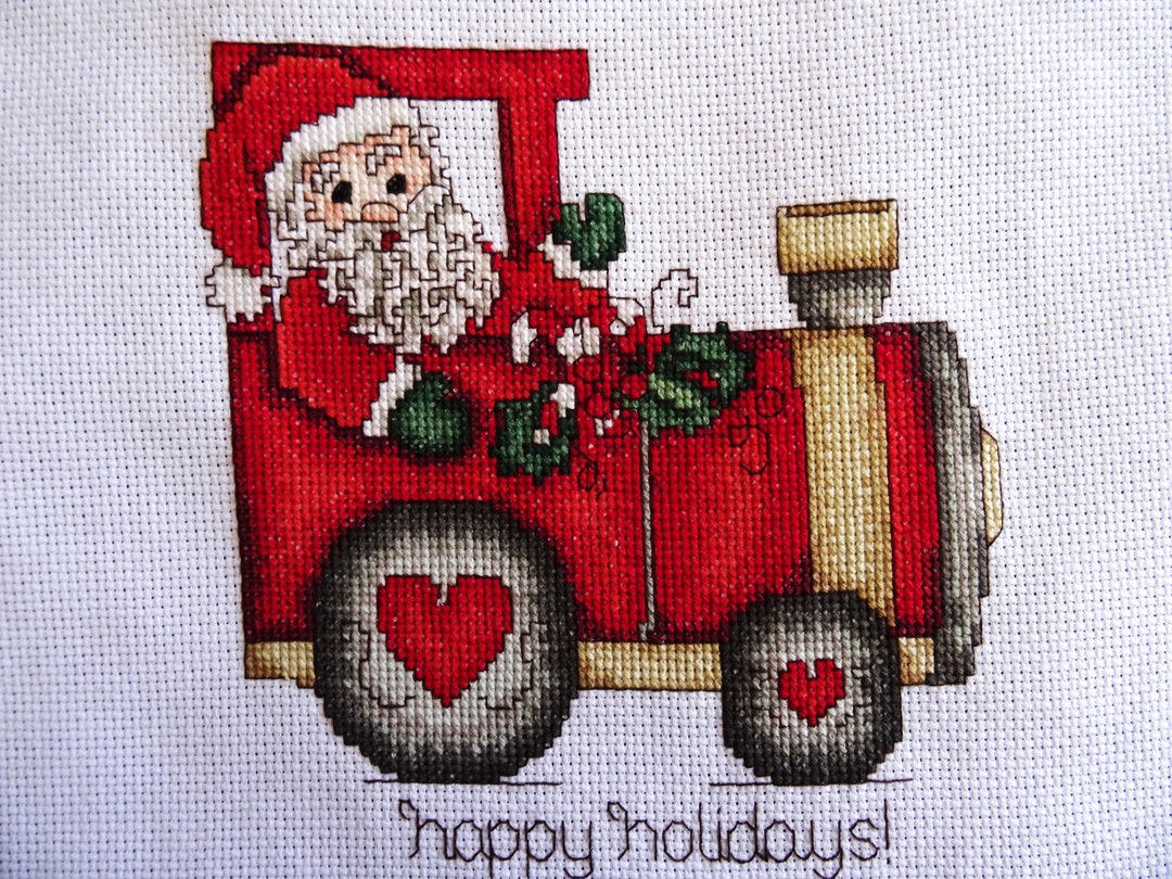 New Completed Cross Stitch SANTA ON A TRAIN - Etsy