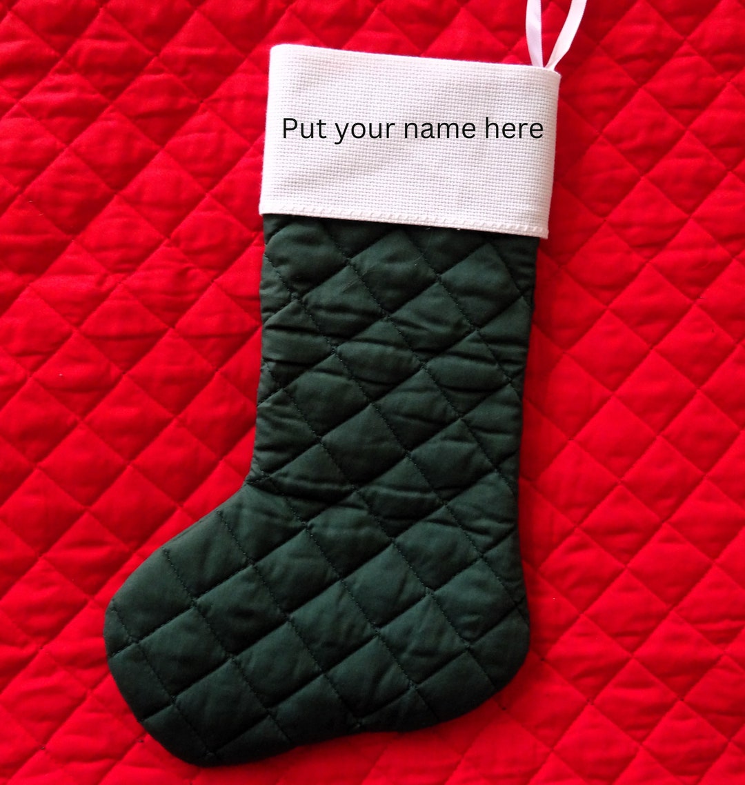 Hand Crafted Stocking With Customizable Cross Stitch Cuff - Etsy