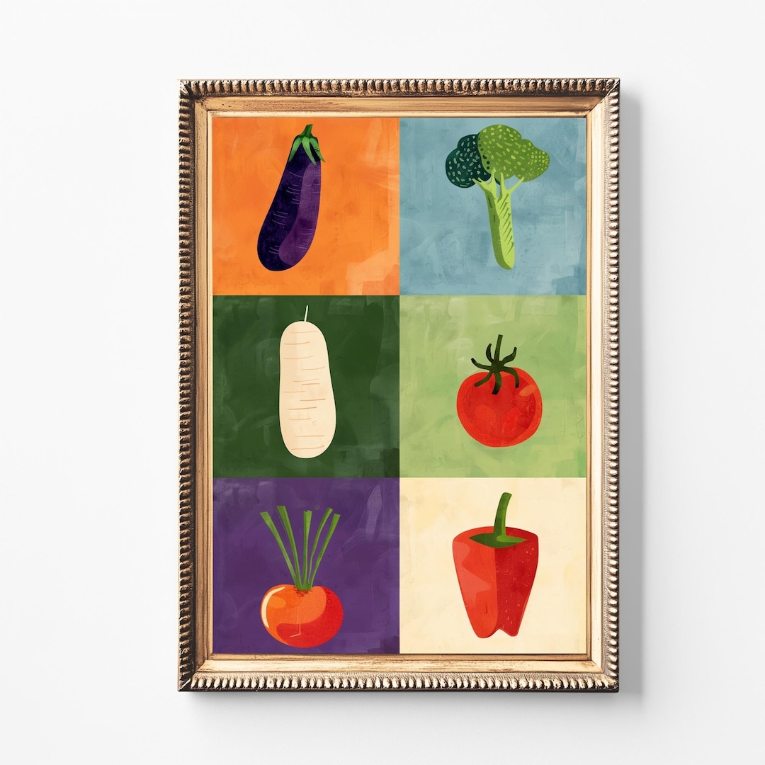 Colorful Vegetable Art Print | Modern Kitchen Decor (digital Download ...