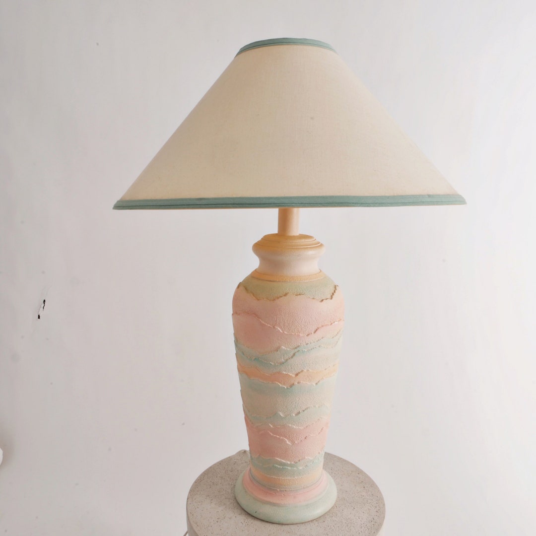 Funky Table Lamp 80s Vintage Pastel Pink Clay Stone Lamp With Lamp ...