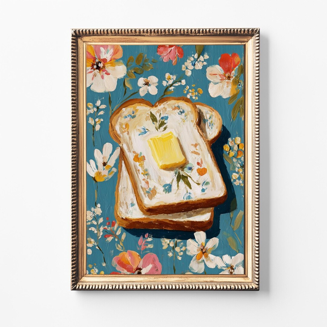Coquette Kitchen Toast Art Print: Vintage-inspired Breakfast Decor ...