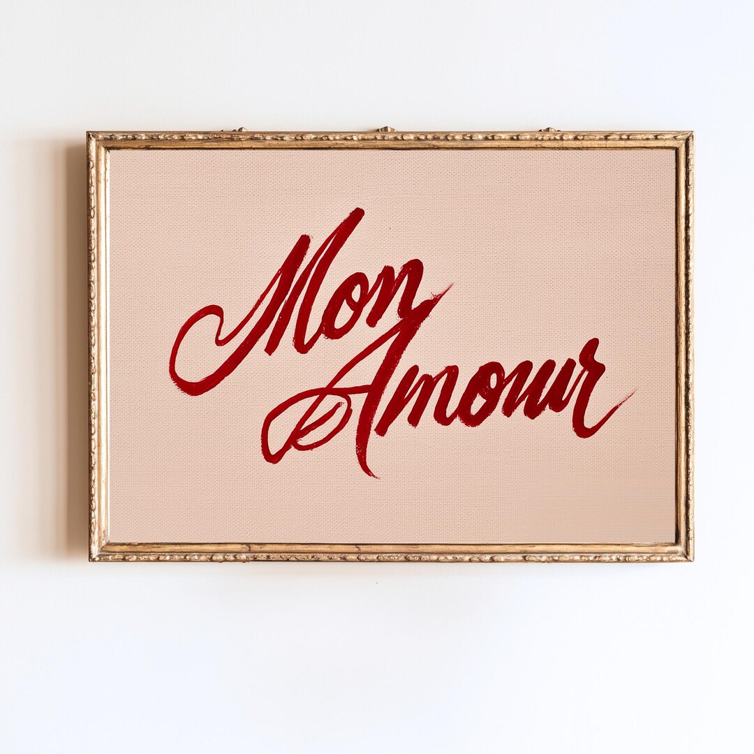 Valentines Day Wall Art Mon Amour French Love Quote Printable (digital ...