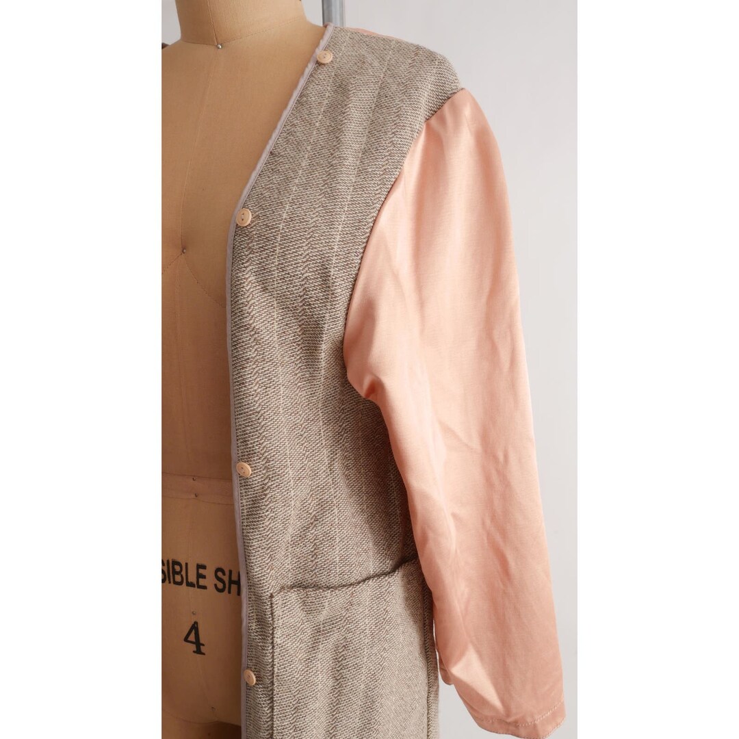 Wool Jacket Liner Vintage Herringbone Jacket Lining With Pink Satin ...