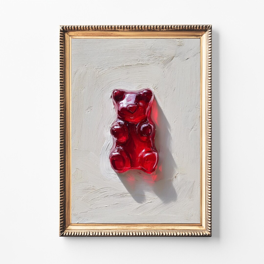 Red Gummy Bear Painting | Kids Wall Print | Fun Kitchen Decor (digital ...