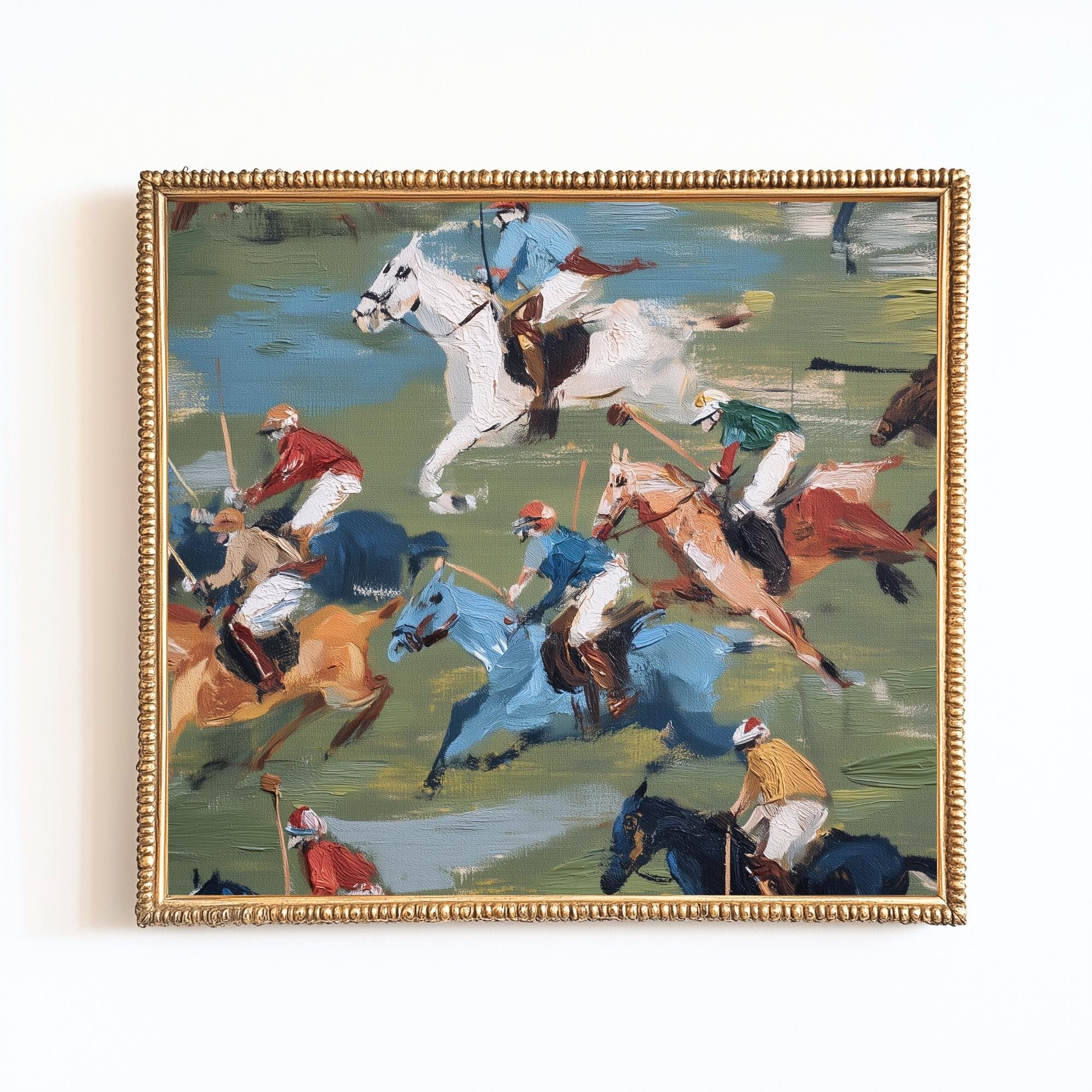 Vintage Polo Match Painting: Equestrian Country Club Art (digital ...