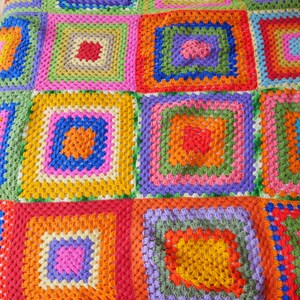 Bright Neon Afghan Granny Square Colorful Blanket Oversized Throw - Etsy