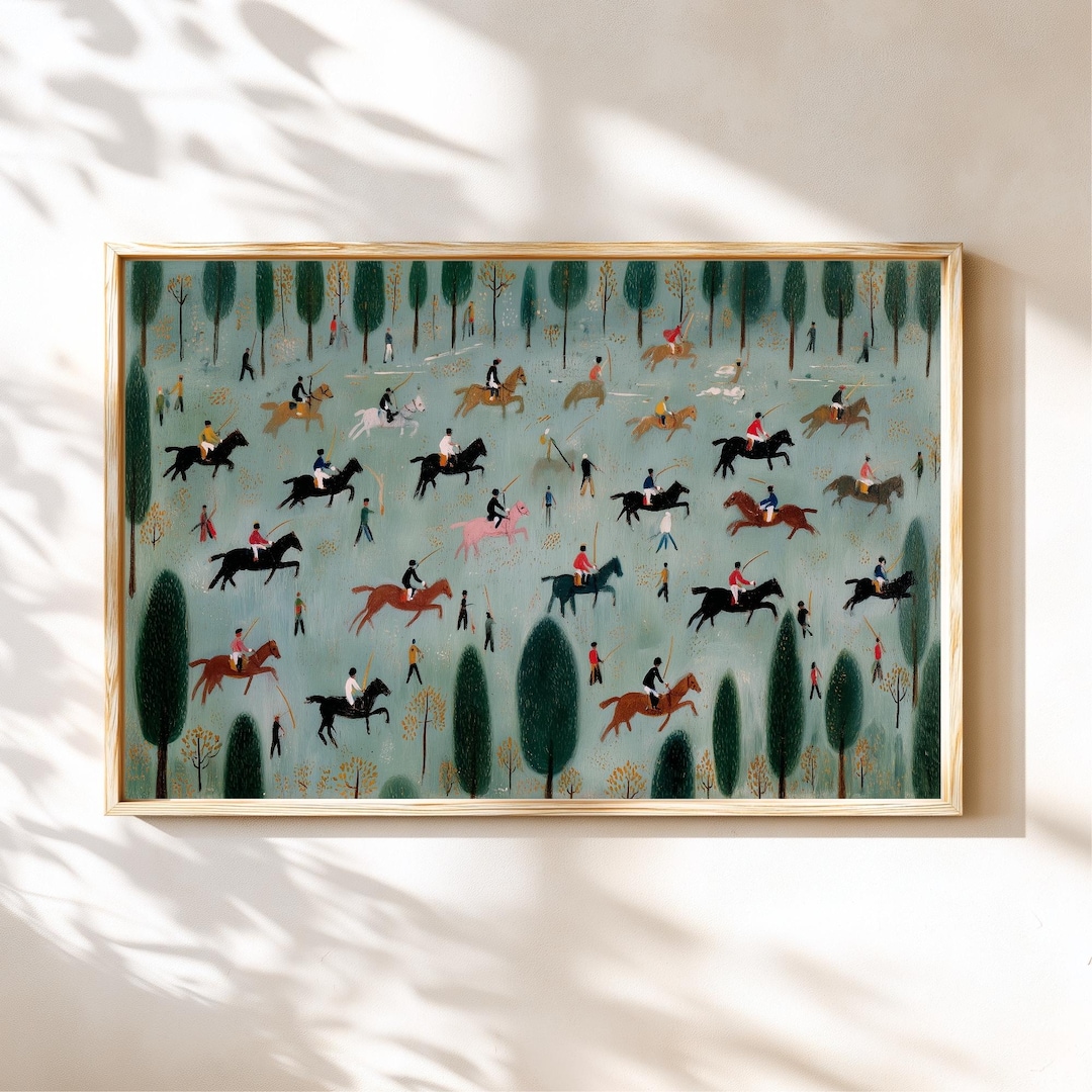 Vintage Polo Match Painting: Equestrian Country Club Horse Riding Art ...