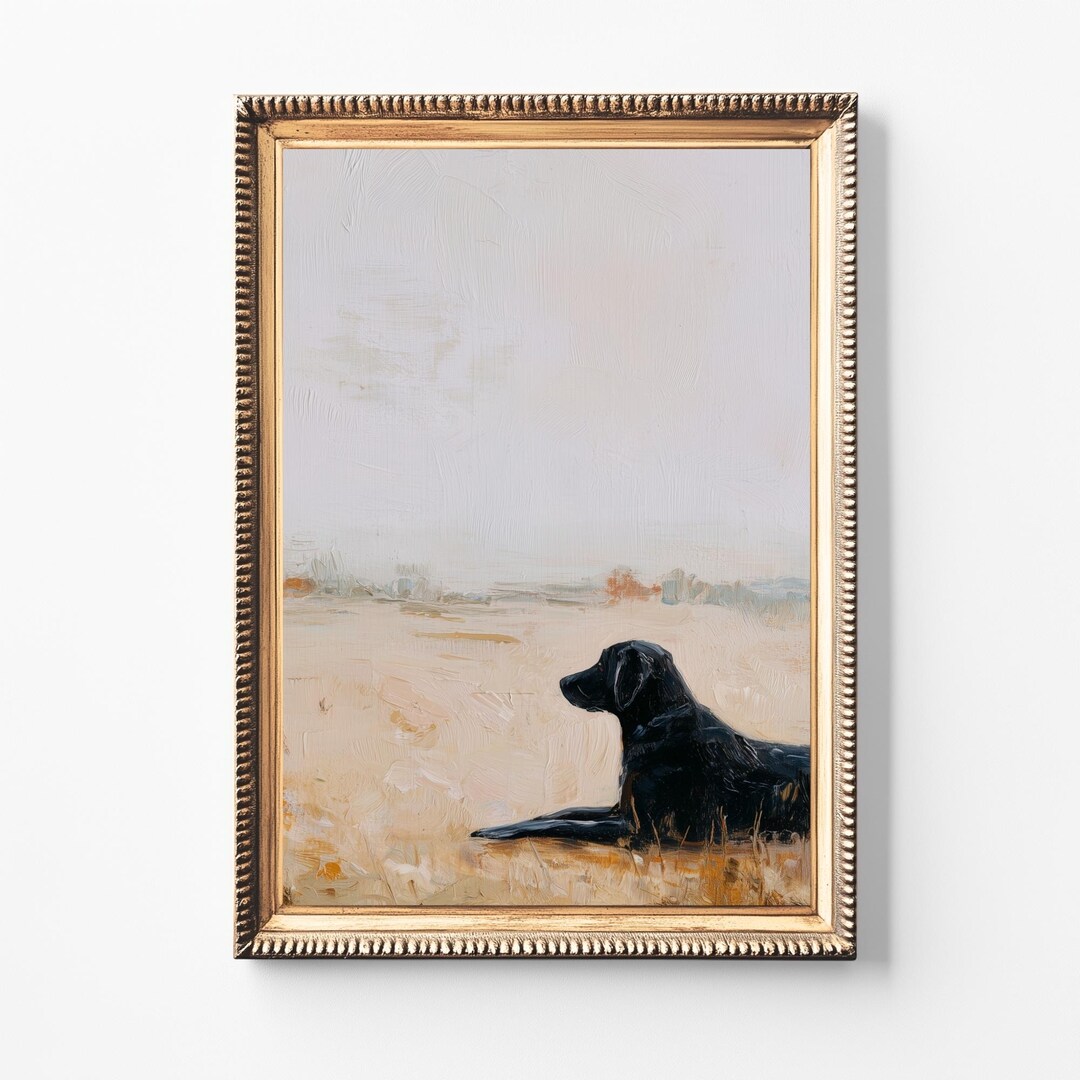 Vintage Black Labrador Retriever Art Print: Rustic Cottagecore Decor ...
