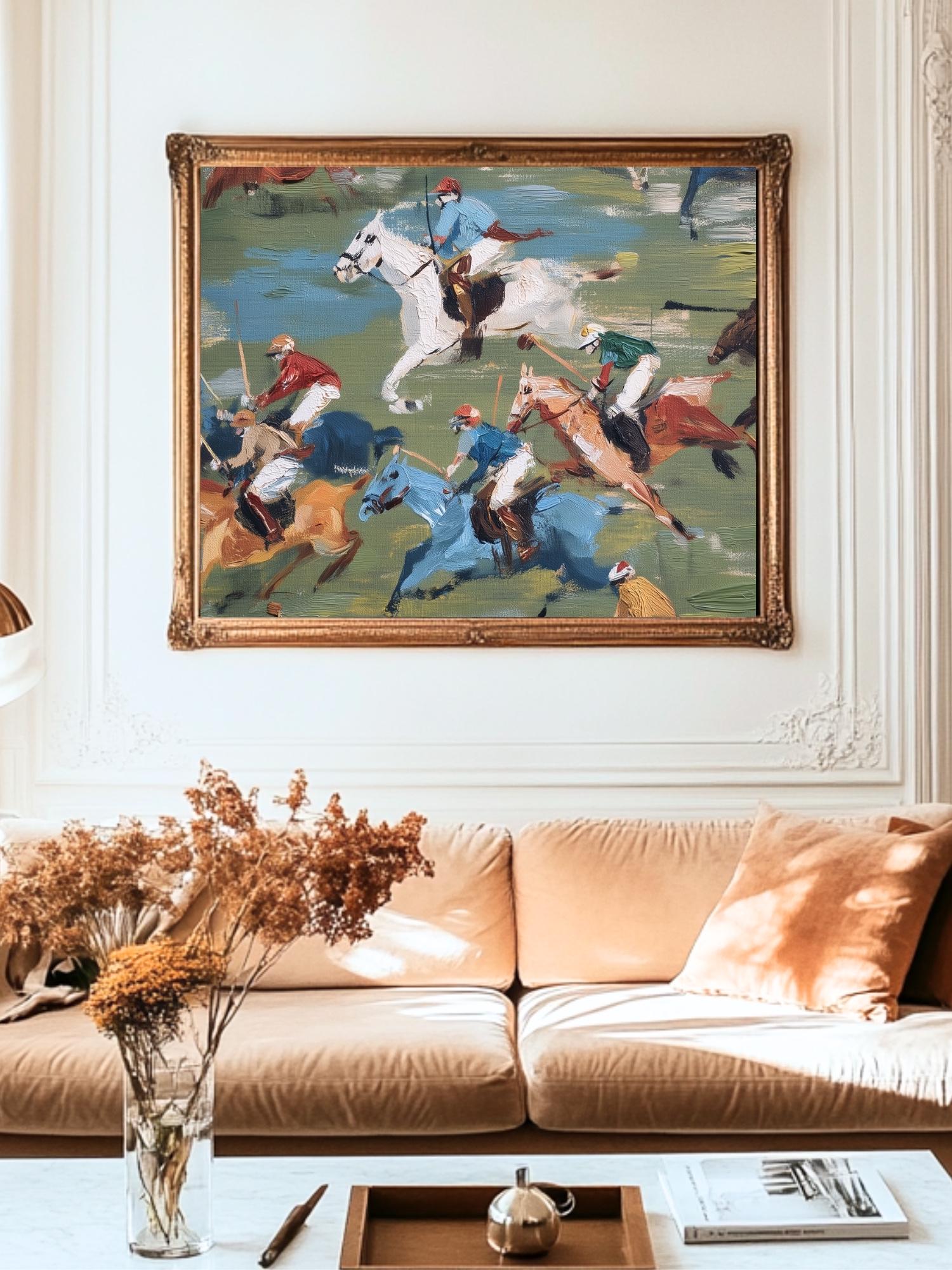 Vintage Polo Match Painting: Equestrian Country Club Art (digital ...