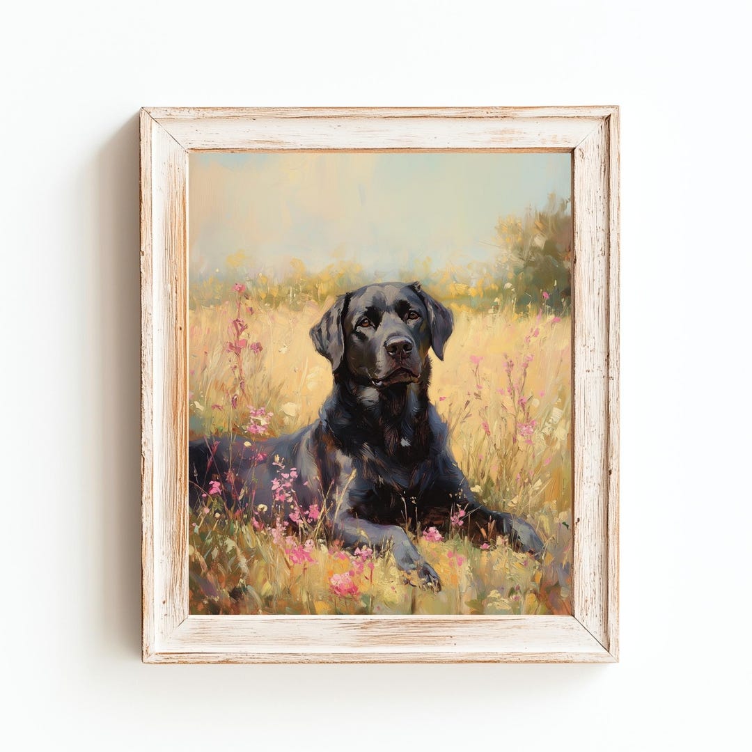 Vintage Black Labrador Retriever Art | French Impressionist Dog Print ...