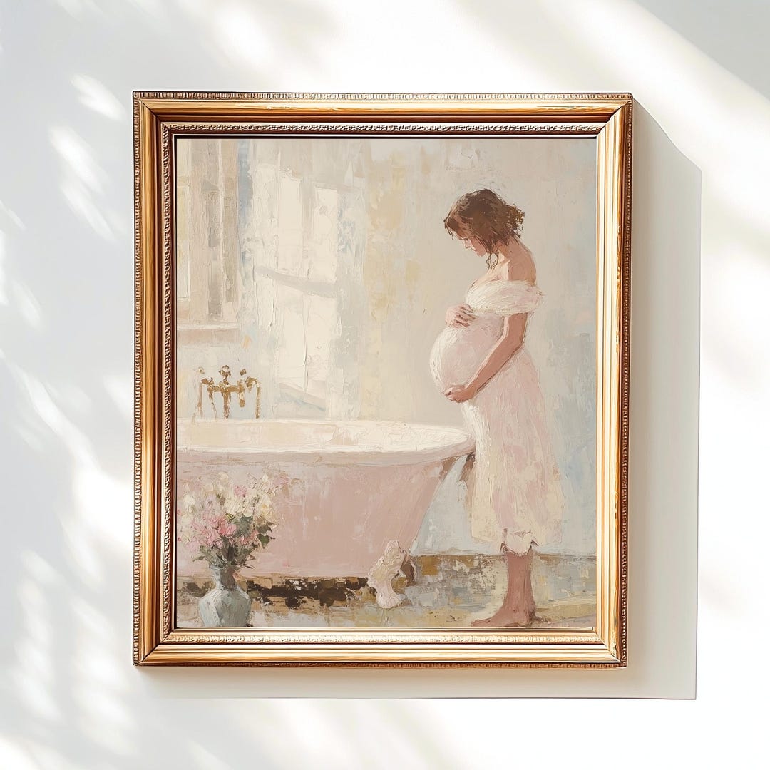 Vintage Pregnant Woman Wall Art Digital Download Maternity Portrait ...