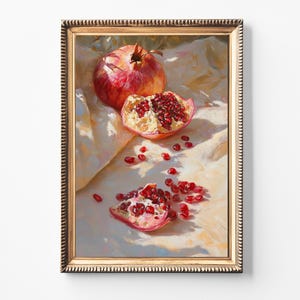 Kitchen Wall Art | Pomegranate Still Life Print | Vintage Fruit Wall ...