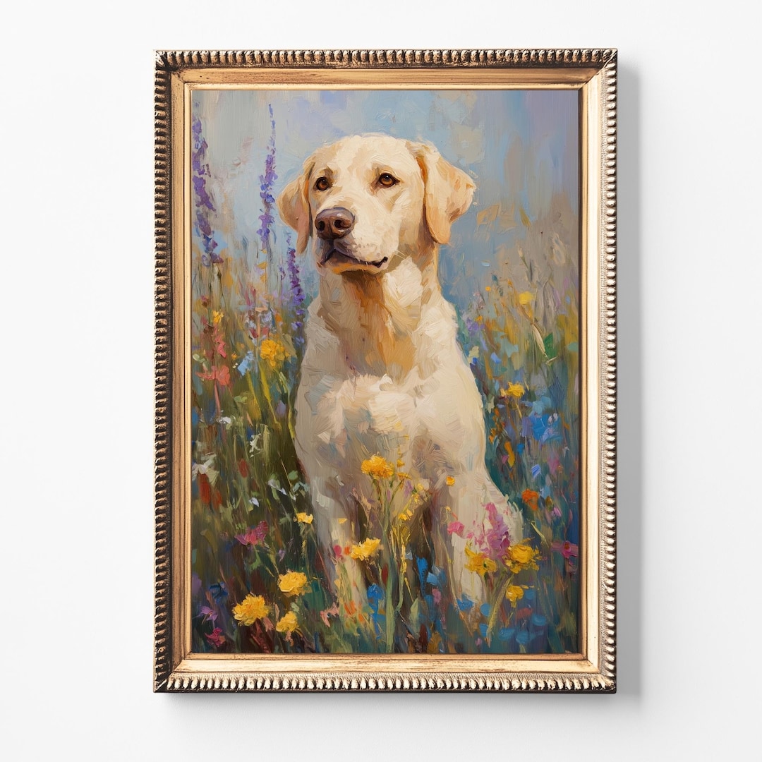 Labrador Retriever Art Painting | Yellow Lab Wall Art | Vintage French ...