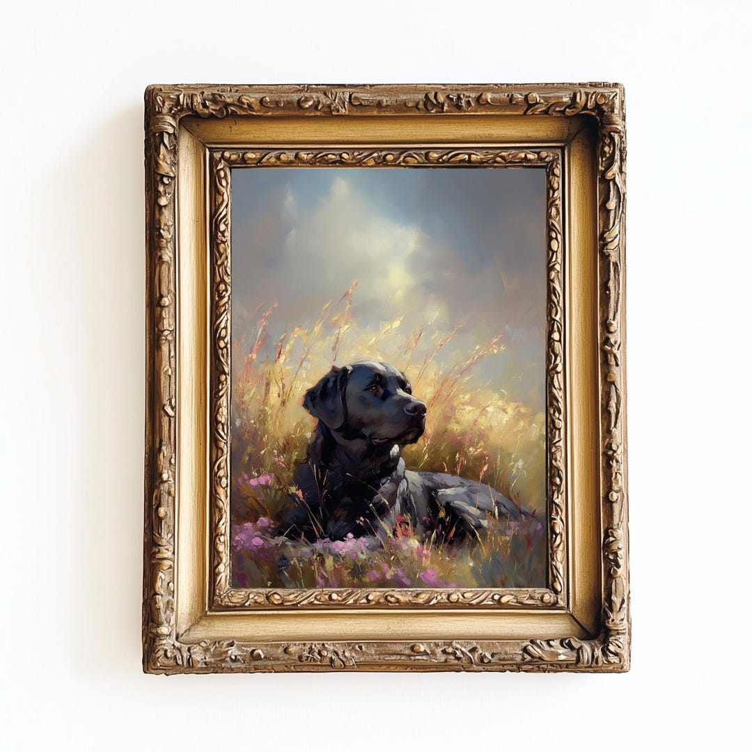 Vintage Black Labrador Retriever Art | French Impressionist Dog Print ...
