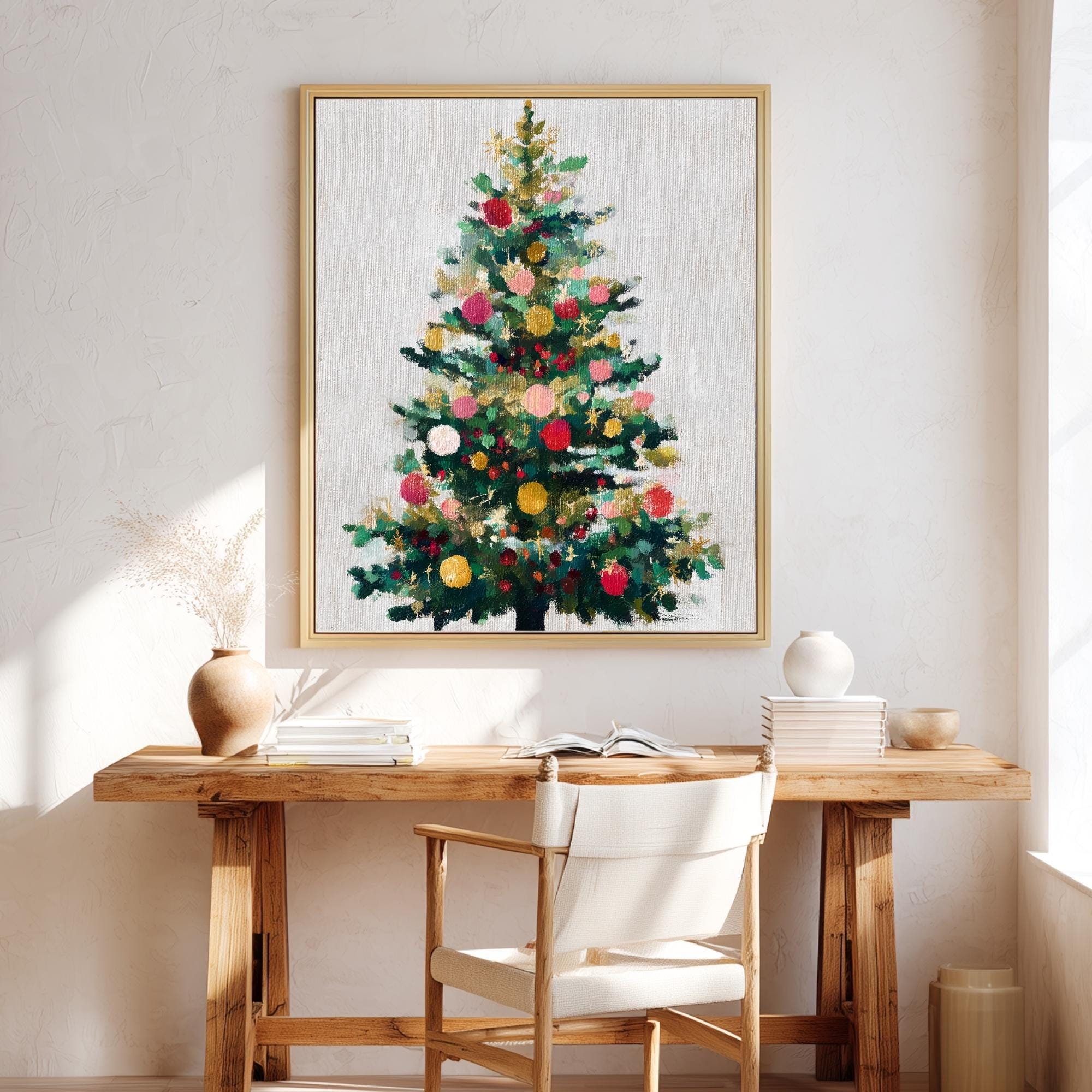 Festive Christmas Tree Art Print | Colorful Holiday Decor | Winter Wall ...