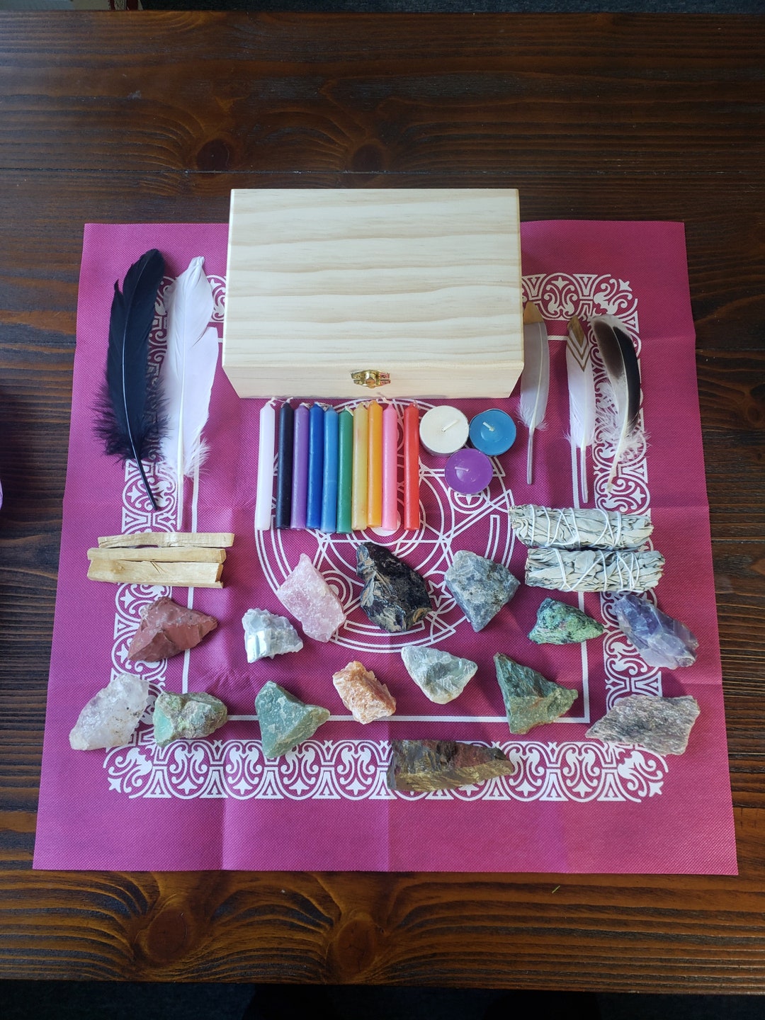 41 Piece Wiccan Witchcraft Wooden Box Set Beginner Wicca Religion ...