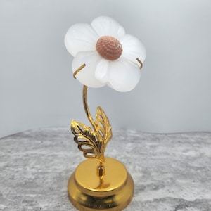 Selenite Carved Crystal Daisy Flower With Gold Display Stand - Etsy