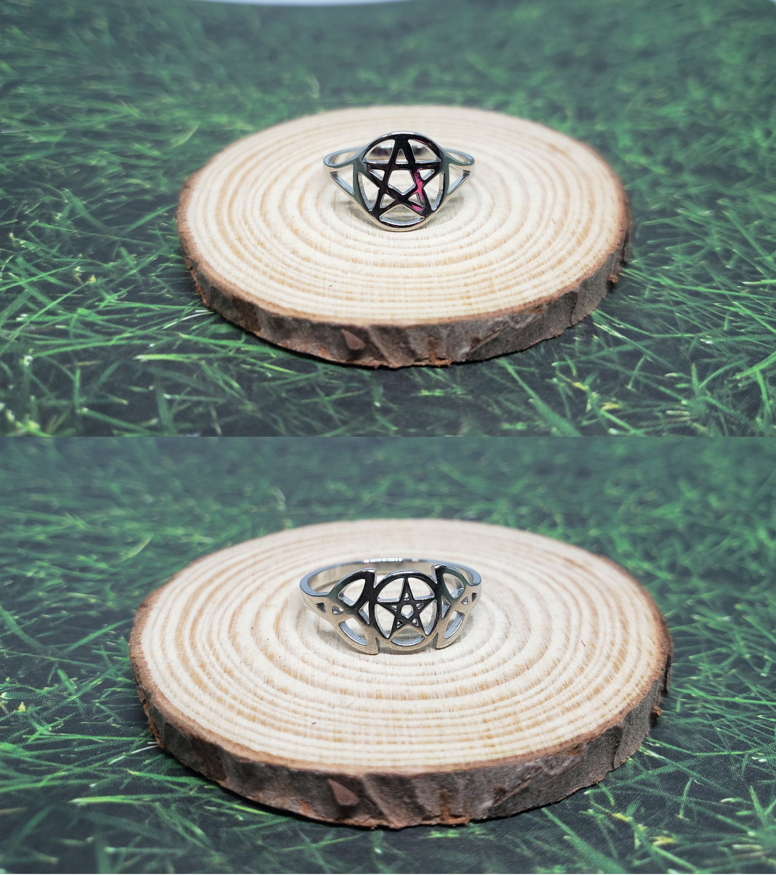 Thin & Dainty Wiccan Pentacle Pentagram Celtic Knot Ring Two | Etsy