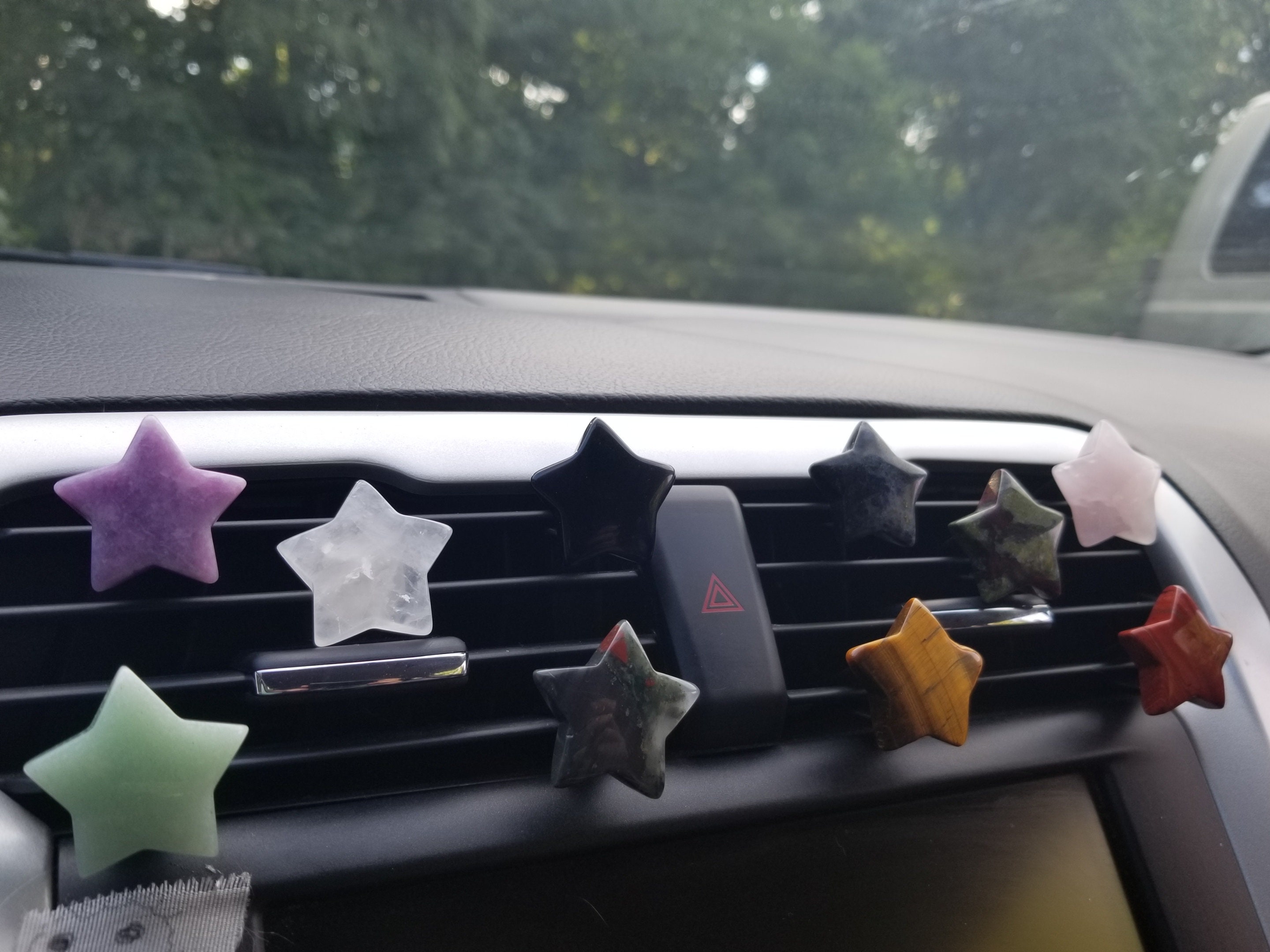 Star Shaped Carved Natural Crystal Car Air Vent Clips - Crystals for ...