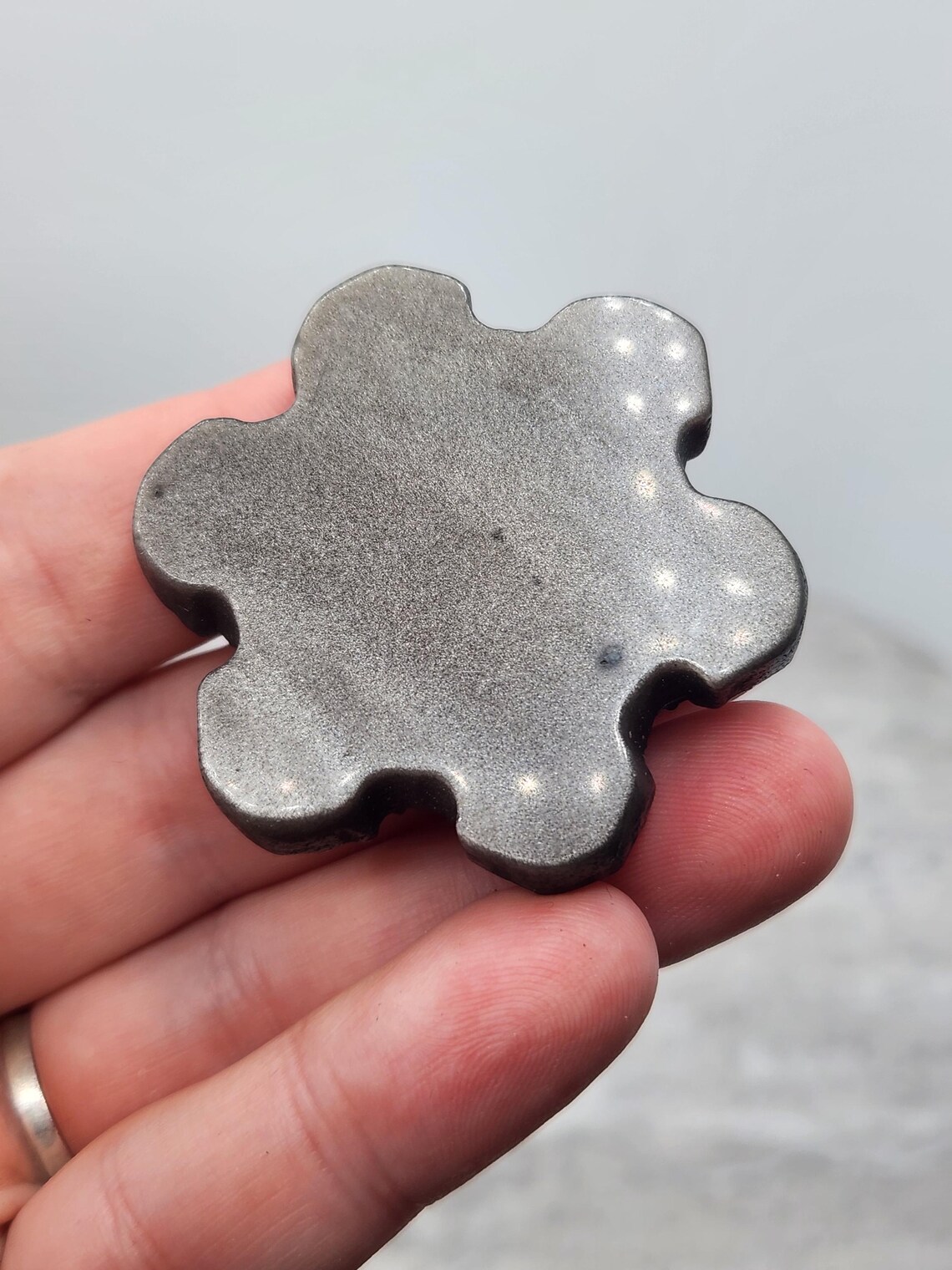 Silver Obsidian Winter Snowflake Small Flat Back Natural Crystal ...