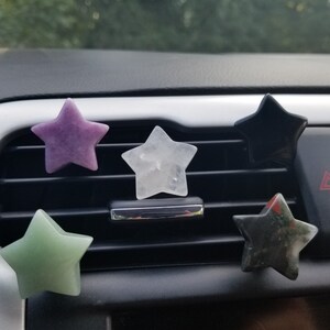 Star Shaped Carved Natural Crystal Car Air Vent Clips - Crystals for ...