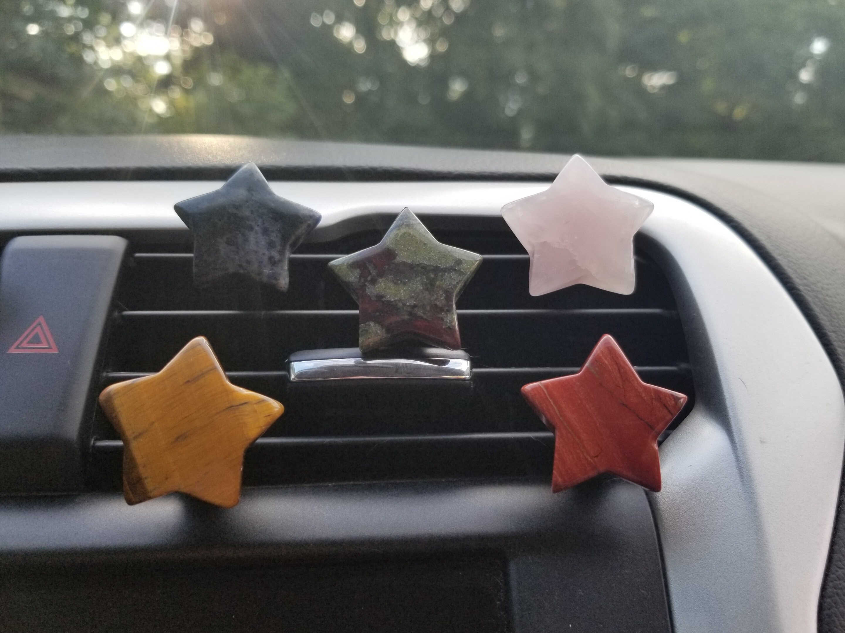 Star Shaped Carved Natural Crystal Car Air Vent Clips - Crystals for ...