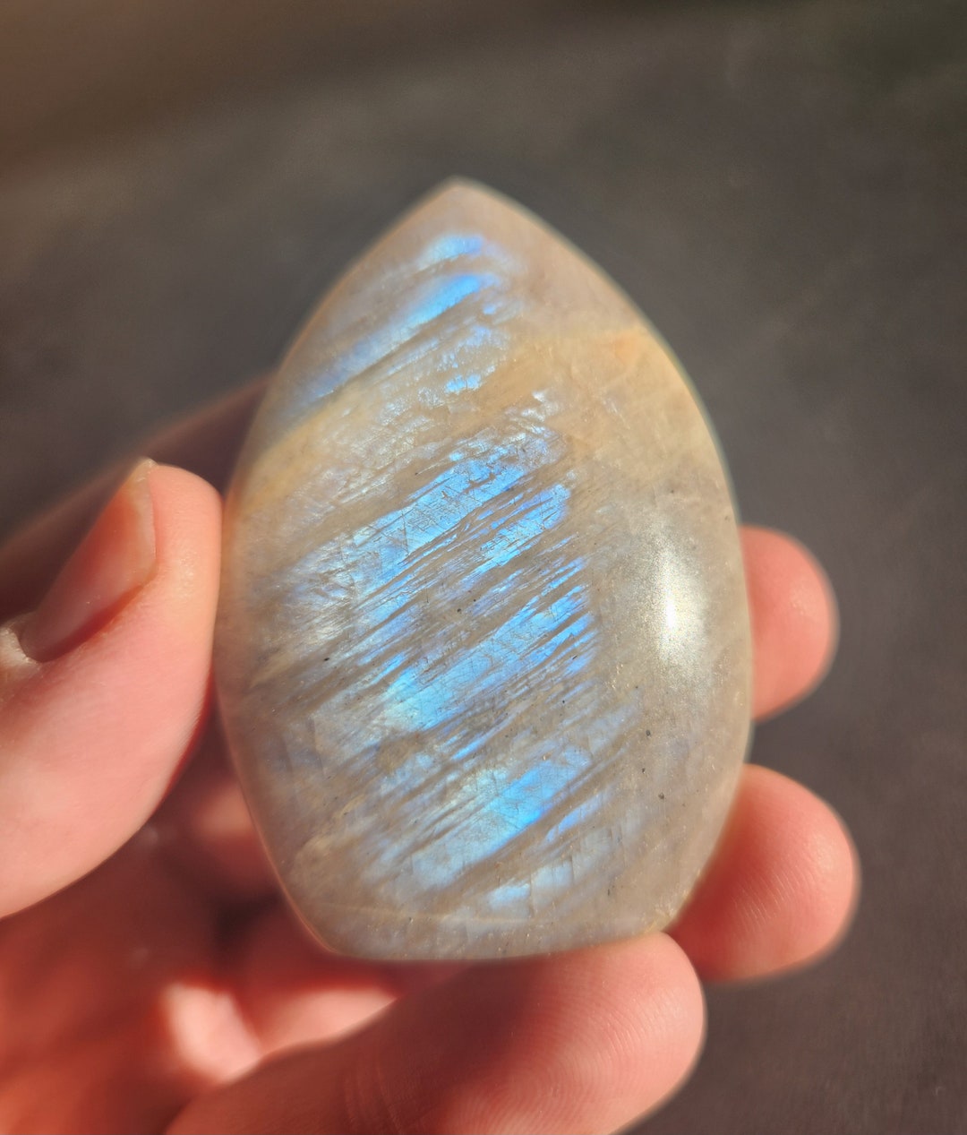 Small Standing Super Blue Flash Moonstone Freeform Natural Crystal Display Specimen Gemstone ...