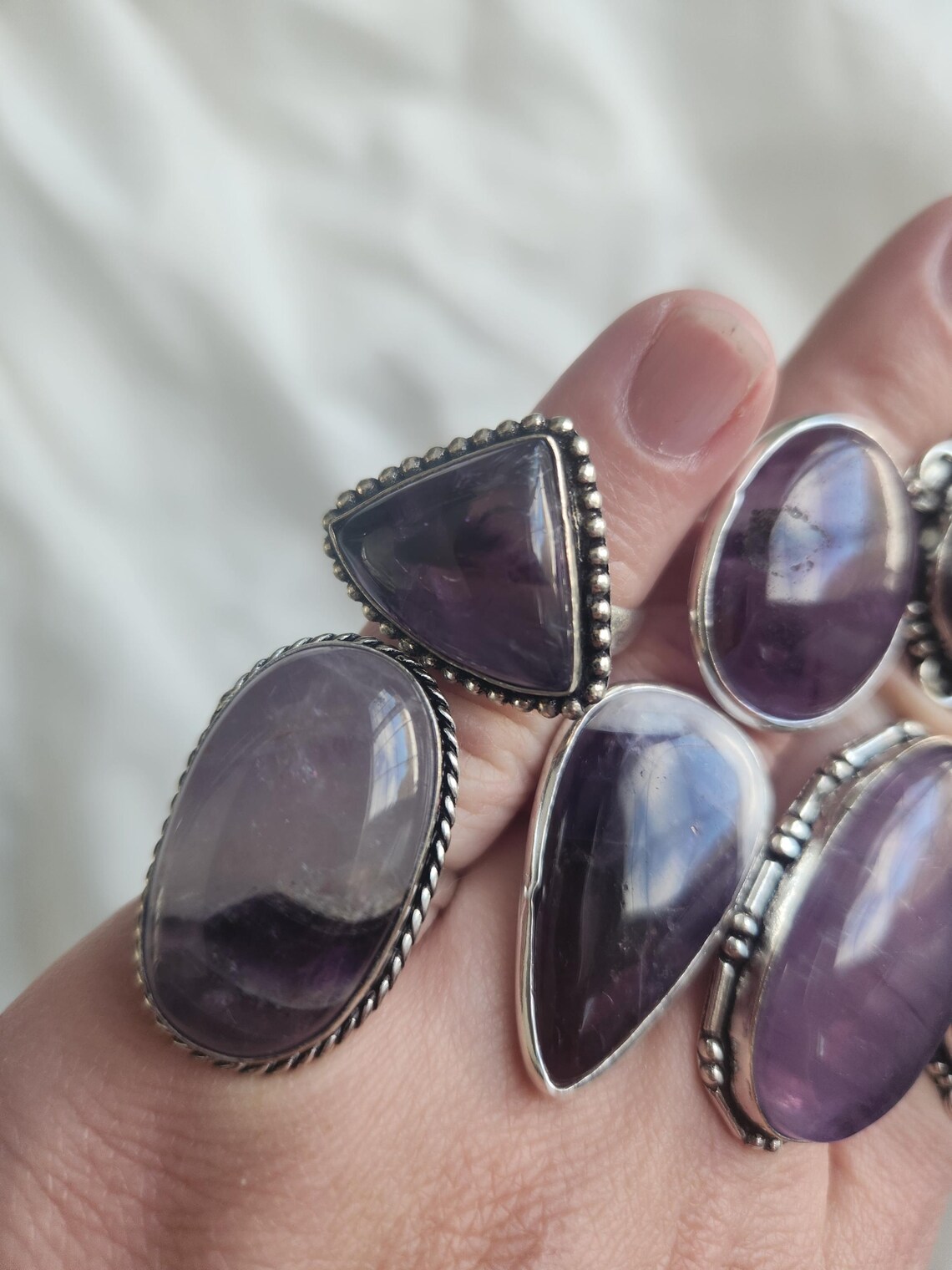 Amethyst Natural Crystal Ring - Real Gemstone 925 Sterling Silver ...