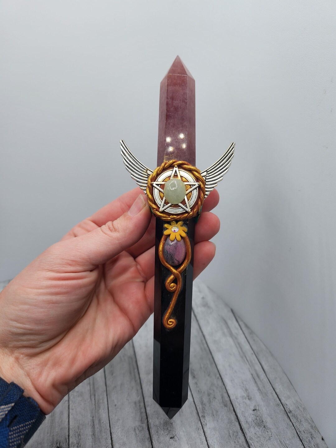 LESS THAN PERFECT: Strawberry Quartz & Black Obsidian Natural Crystal ...