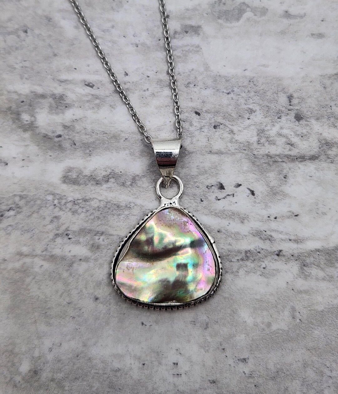 Abalone Shell Rainbow Colored Natural Shell Pendant Necklace #1 - Etsy