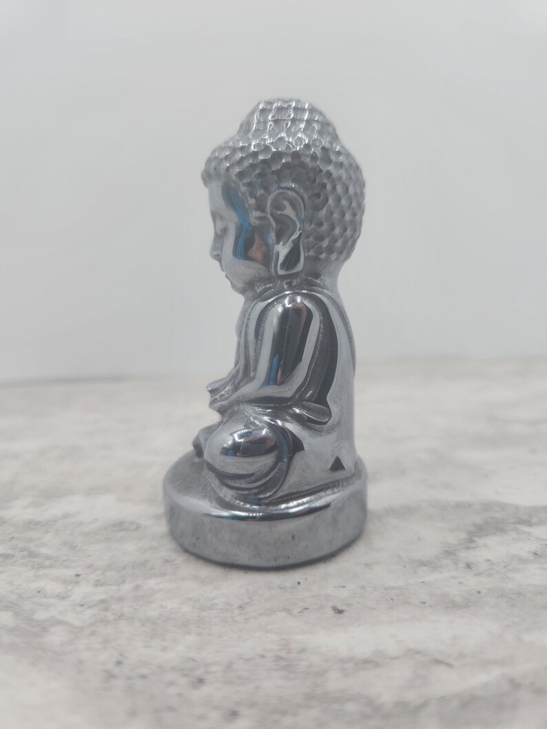 Silver Titanium Coated Sitting Buddha Statue Figurine - Siddhartha ...