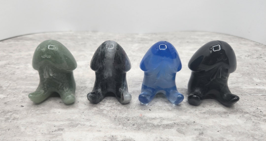 Short & Chubby Cute Crystal Pee Pee Ding Ding Carved Crystal Penis With ...