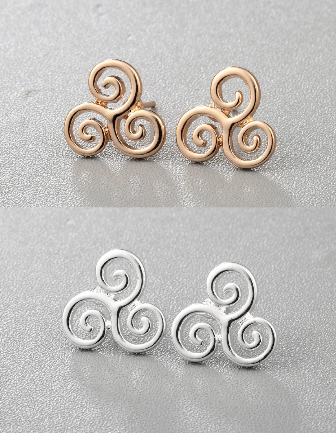 Triple Spiral Triskelion (triskeles) Pattern Earrings Stud Earrings ...