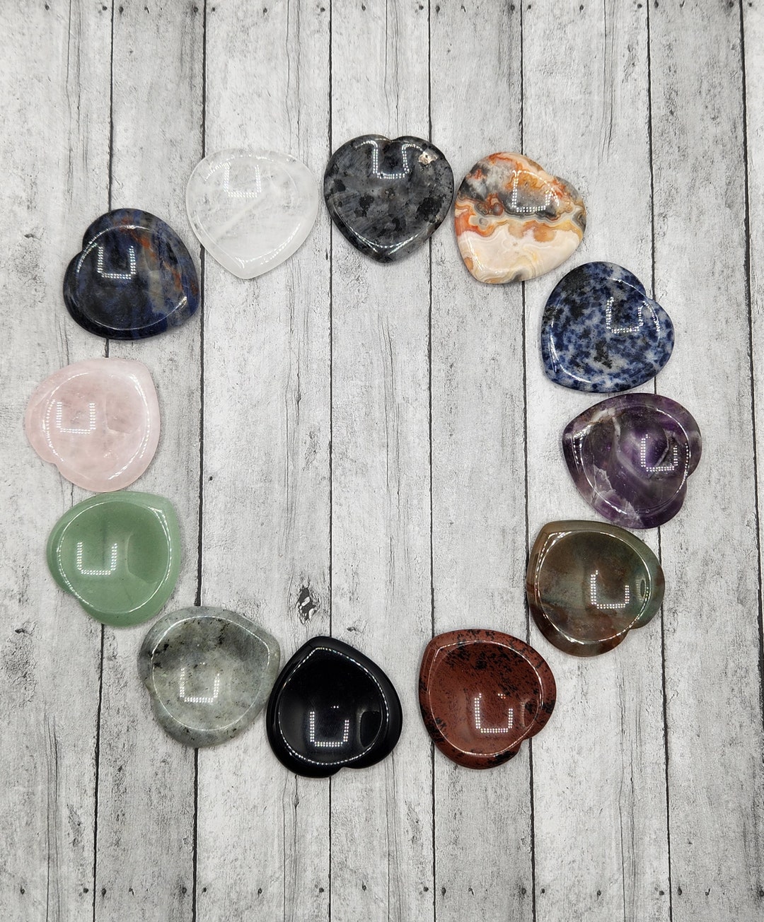 Heart Shaped Crystal Worry Stones - Stress Reducing - Palm Stone ...