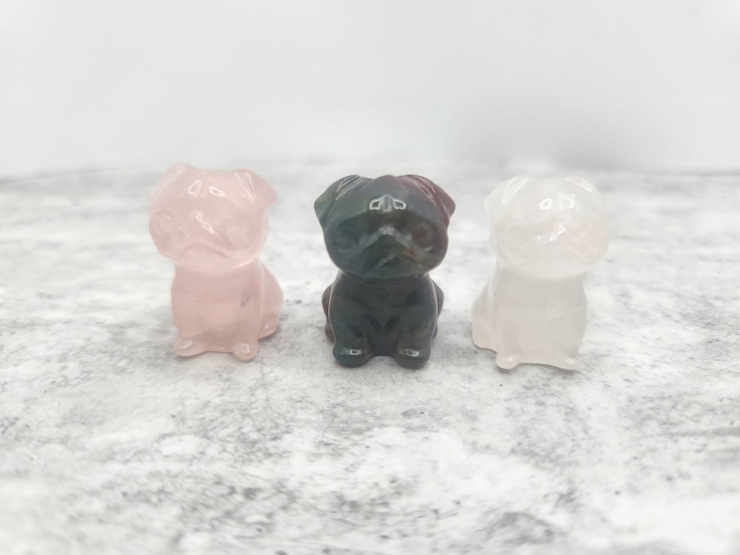 Miniature Pug Dog Breed Mini Crystal Carving - U PICK - Cute Sitting ...