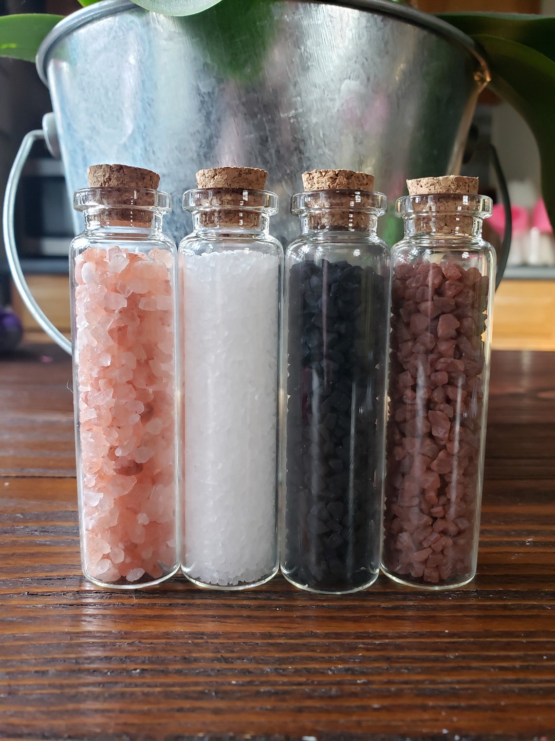 4 Glass Bottle Wiccan Spell Casting Crafting Witchcraft Ritual Salt Lot ...