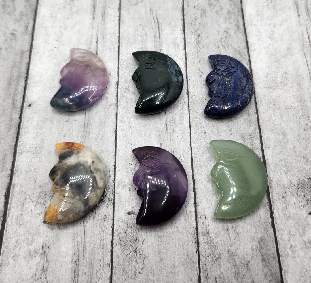Mini Miniature Crystal Crescent Moon Face - You Pick - Natural Crystal ...
