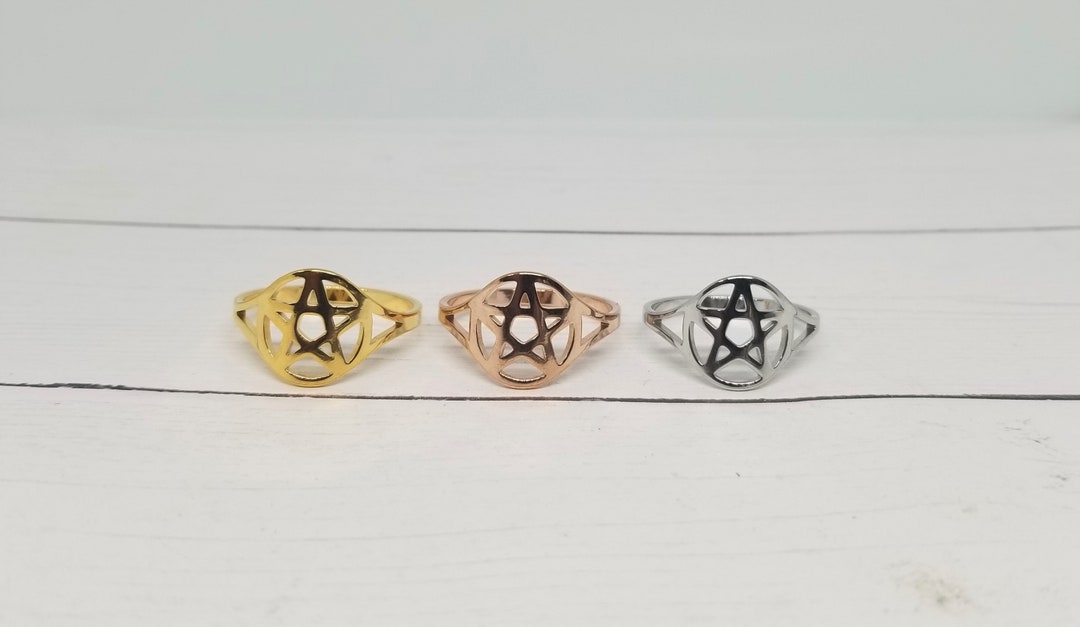 Thin & Dainty Wiccan Pentacle Pentagram Celtic Knot Ring Sizes 7-10 ...