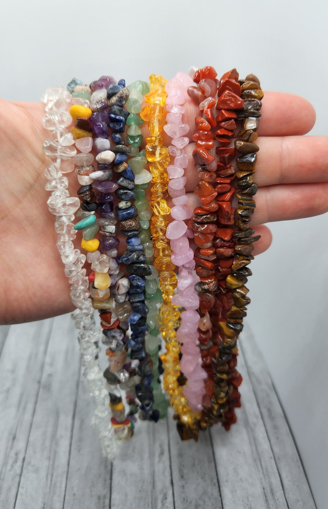 Polished Crystal Chip Necklace - Adjustable in Size From 16-18" - 15 ...