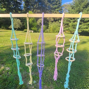 Macramé Crystal Sphere Holder Hanger - Holds 3 Spheres - U Pick Color ...