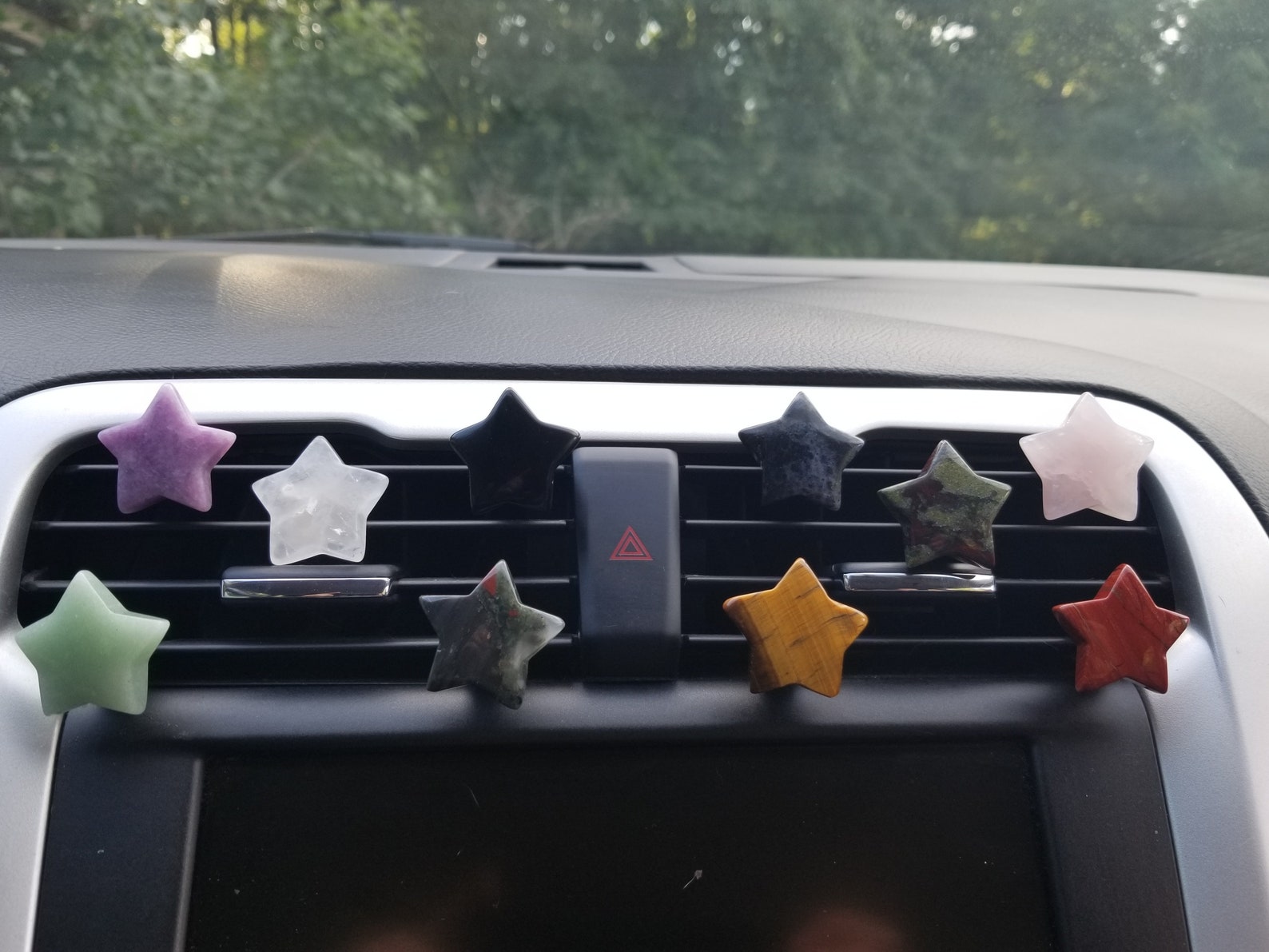 Star Shaped Carved Natural Crystal Car Air Vent Clips - Crystals for ...