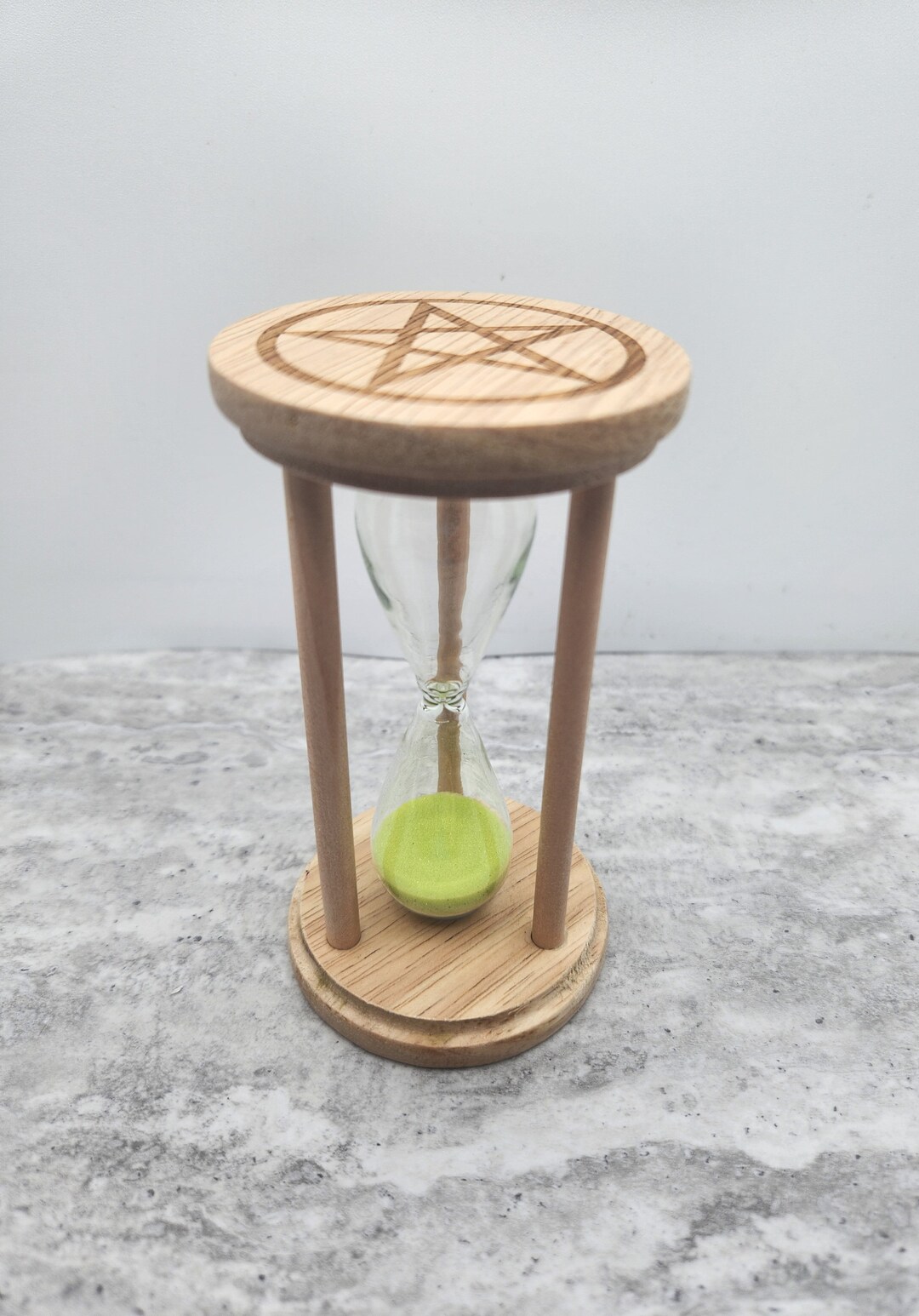 Wooden Hourglass With Wiccan Pentagram Engraving on Top & Bottom - 5 ...