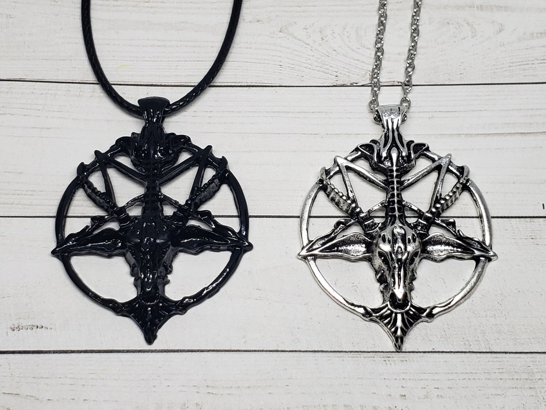Lucifer Baphomet Satanic Goat Head Inverted Pentagram Pendant Necklace ...