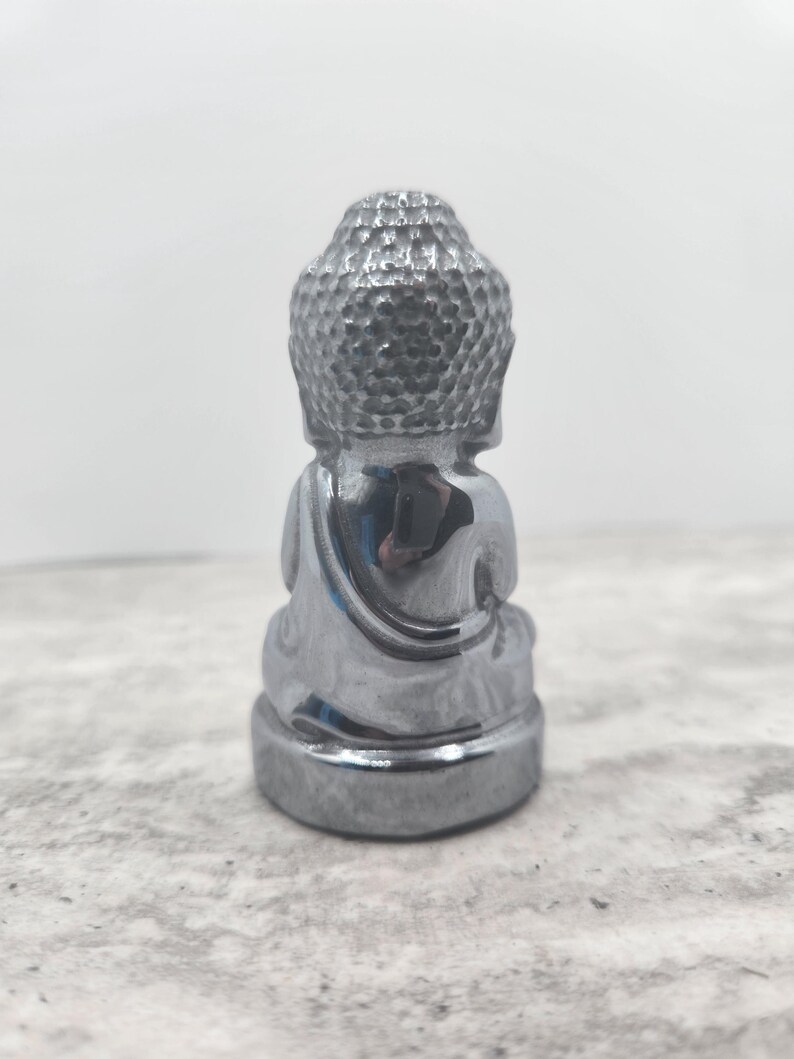 Silver Titanium Coated Sitting Buddha Statue Figurine - Siddhartha ...
