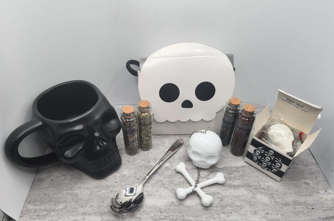 Spooky Tea Lovers Gift Box Set - Tea Samples - Skull Skeleton Silicone ...