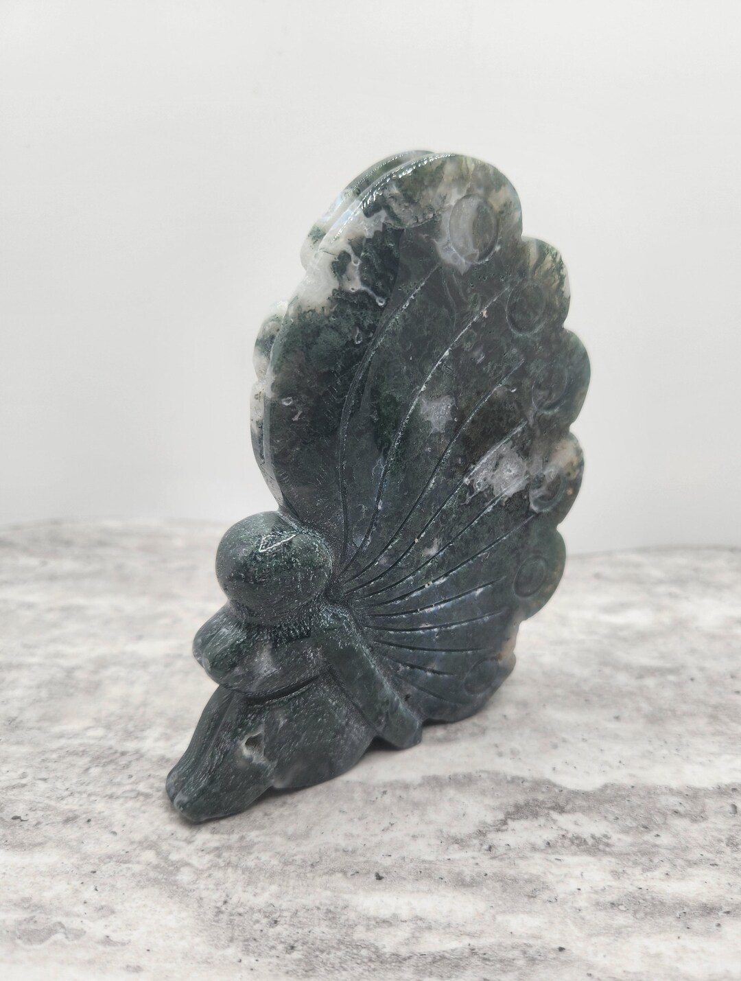 Large Beautiful Sitting Fairy - Master Healer - Moss Agate Natural ...