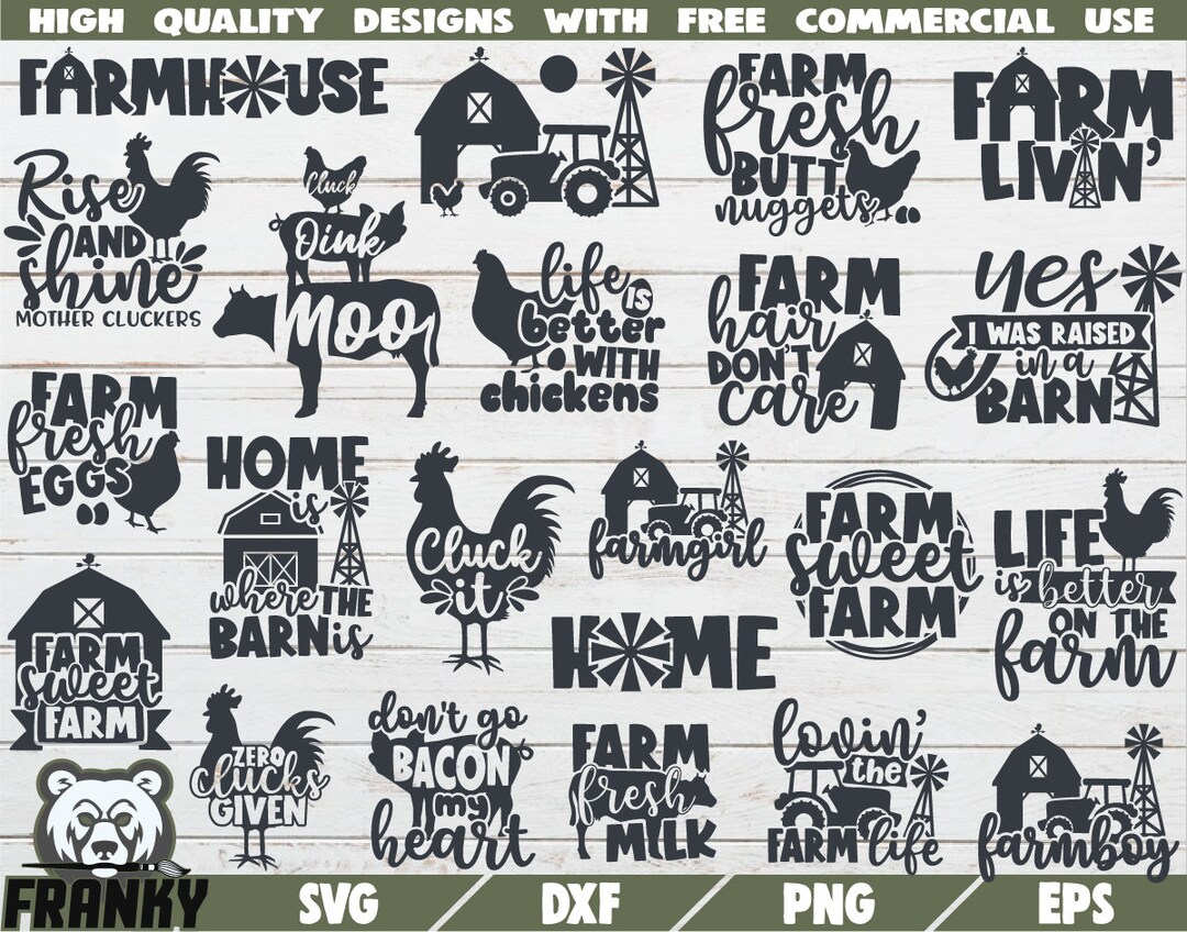 Farm Bundle SVG - 22 Designs - Cut Files - DXF Files - Funny Farm ...