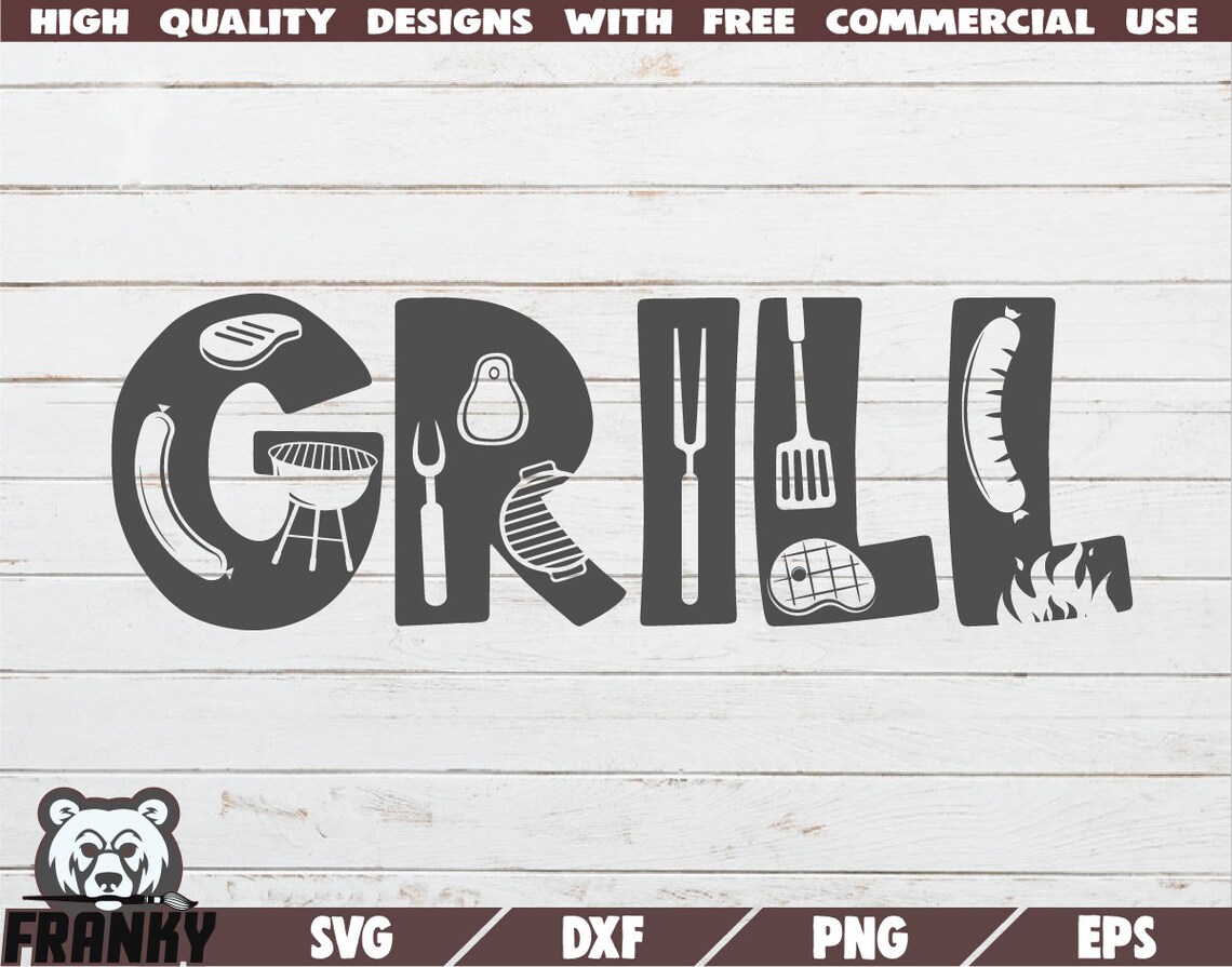 GRILL SVG Cut File DXF File Barbecue Design Svg Apron | Etsy