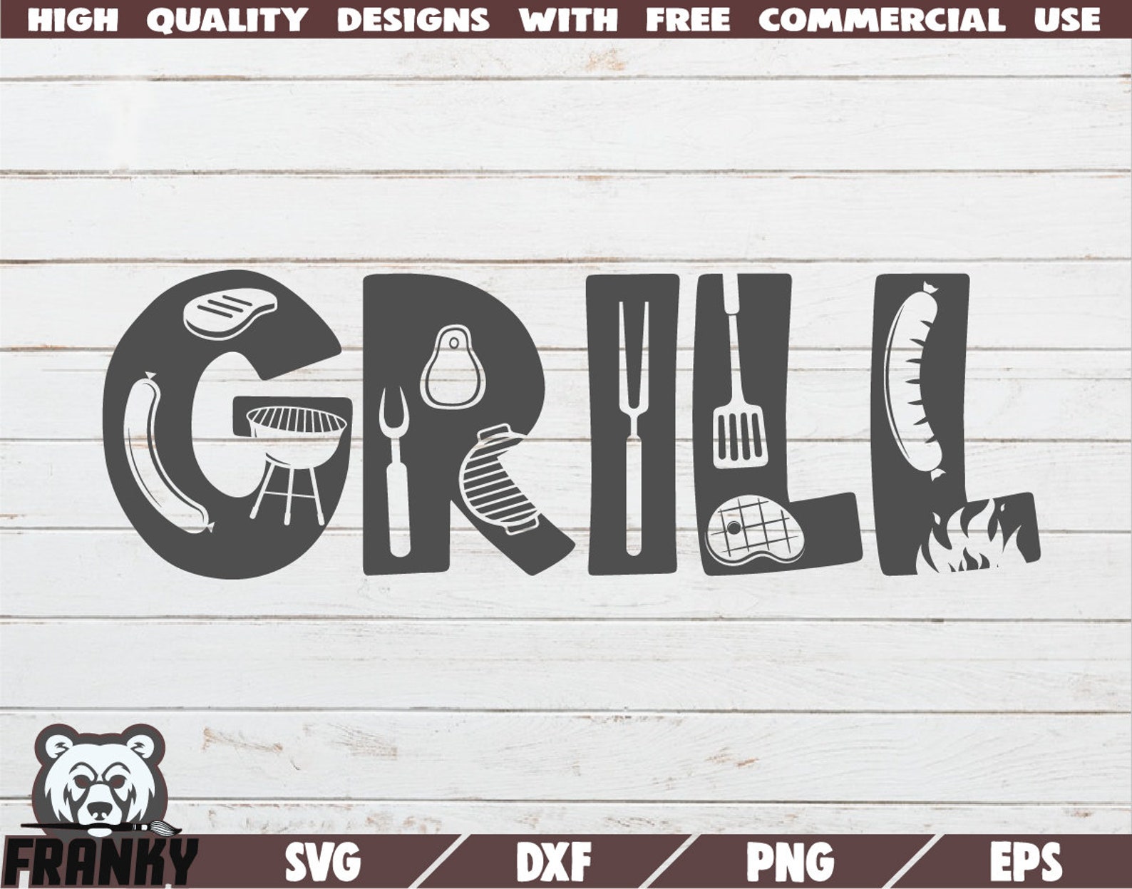 GRILL SVG Cut File DXF File Barbecue Design Svg Apron | Etsy
